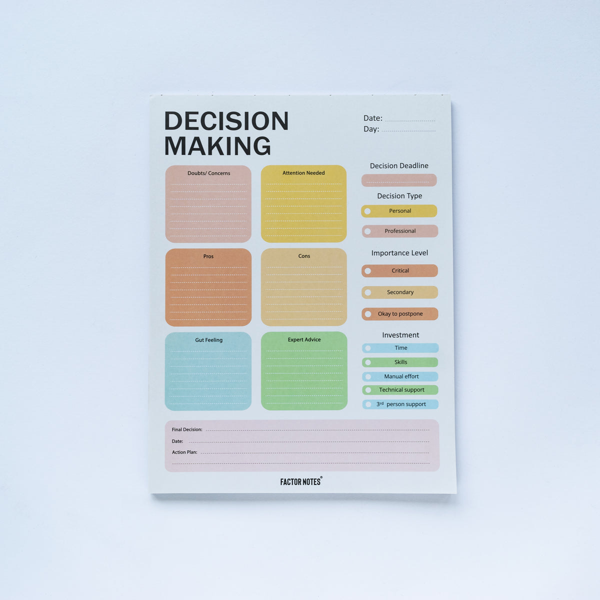 Decision Making Journal Pad | A4 | 52 Tearable Sheets | 100 GSM ...