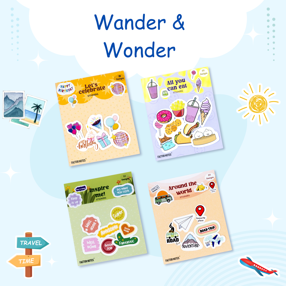 Sticker Packs – Travel, Food, Celebrations & More – Factor Notes